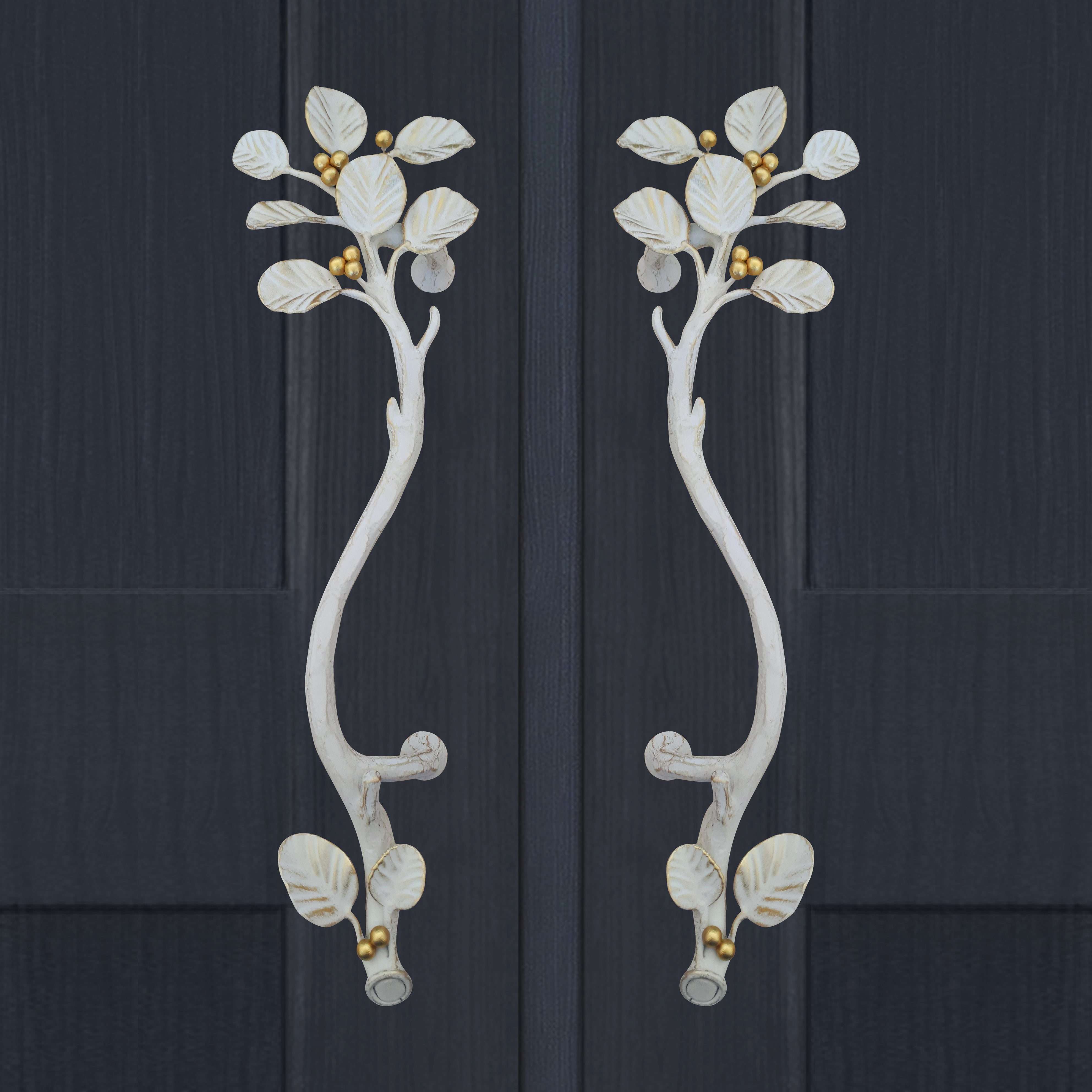 Alba Door Handles | Antique White Leaf Pull Handles by Choufani